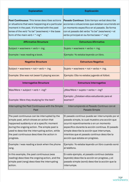 Day 4 Past Continuous. Interactive worksheet | TopWorksheets