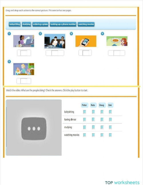 Present continuous. Interactive worksheet | TopWorksheets