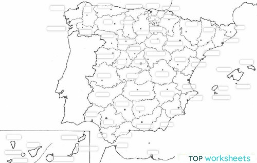 Mapa Provincias España. Ficha interactiva | TopWorksheets