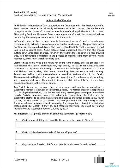 AA120 B2 READING. Ficha interactiva | TopWorksheets
