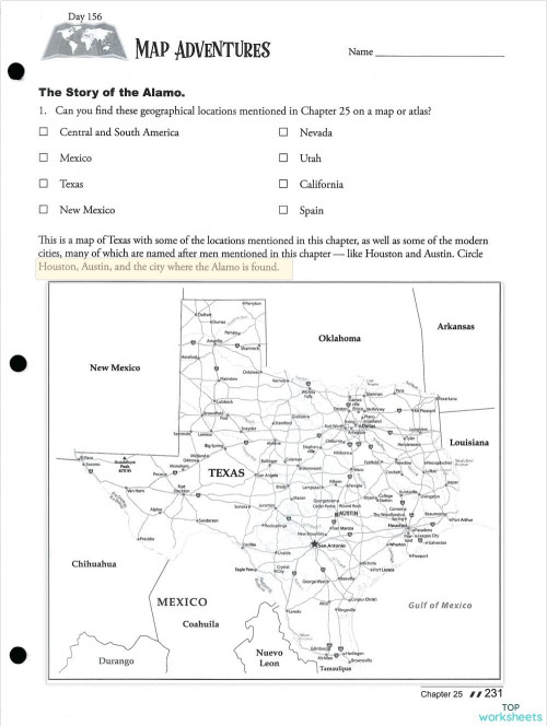 Chapter 25: Pg 231-232 Map Adventures. Interactive worksheet ...