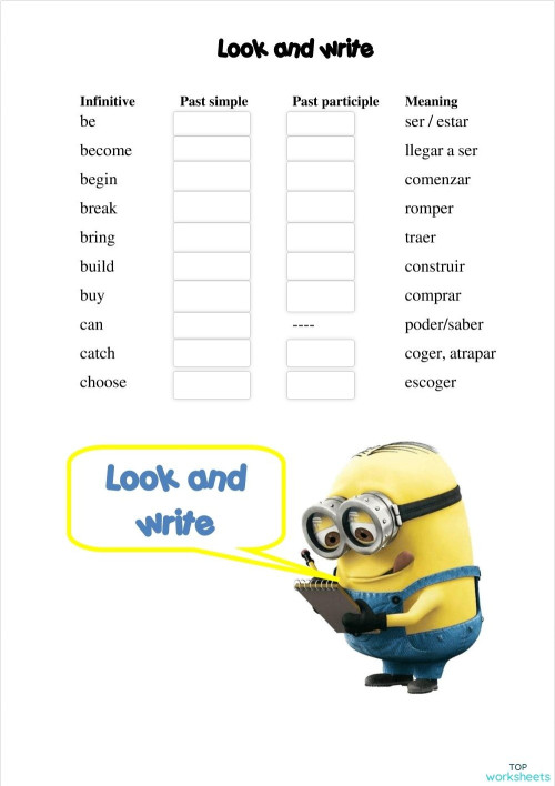 Irregular verbs 1 write. Interactive worksheet | TopWorksheets
