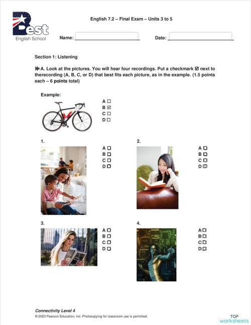 Final Exam - English 7.2. Interactive worksheet | TopWorksheets