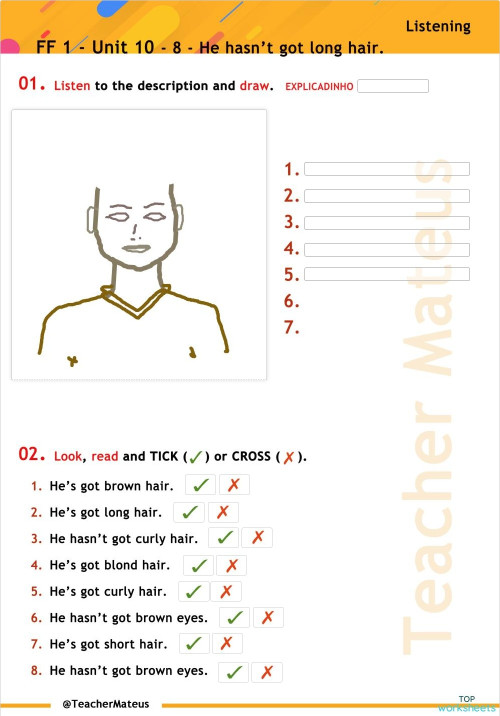 FF 1 - Unit 10 - Test 6 - Listening. Interactive worksheet | TopWorksheets