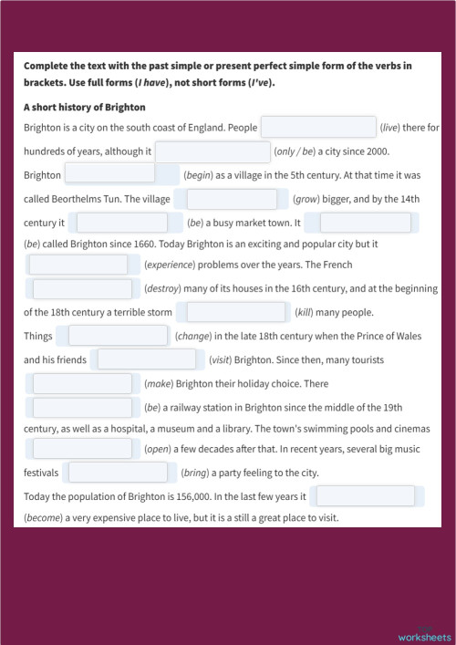 PRESENT PERFECT S. VS. PAST SIMPLE. Interactive worksheet | TopWorksheets
