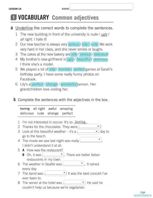 AEB1_lesson 1A. Interactive worksheet | TopWorksheets