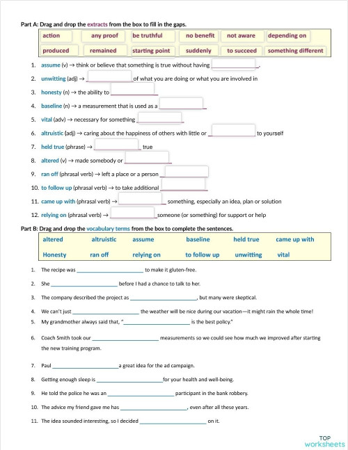 Vocabulary Practice-Wallet Test. Interactive worksheet | TopWorksheets