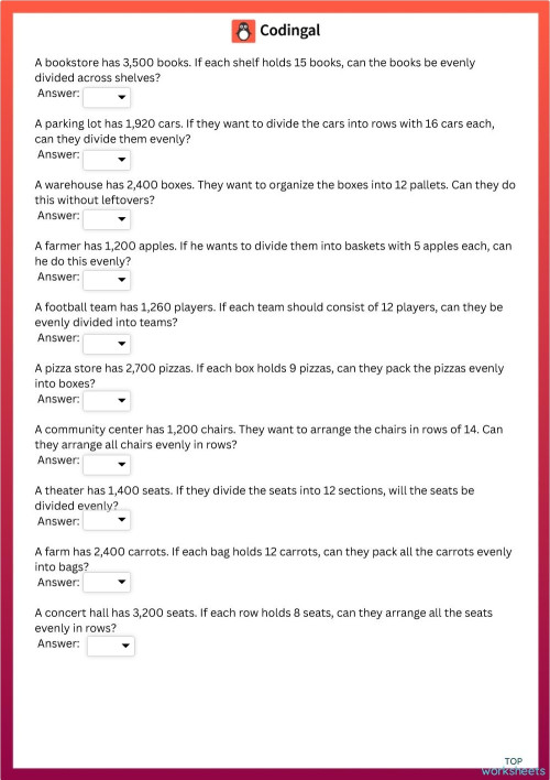M_G04M07L21_WA02_Solving_Word_Problems_with_Divisibility_4. Interactive worksheet | TopWorksheets