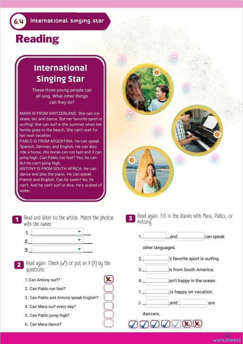 6.4 Reading. Interactive worksheet | TopWorksheets