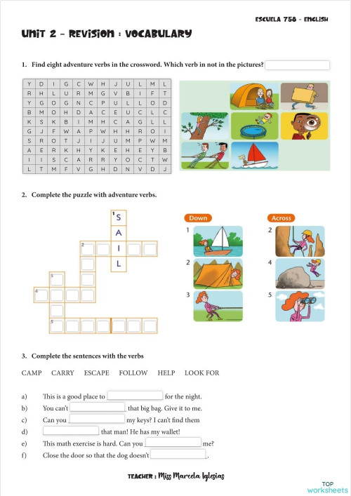 Unit 2 - Lesson 4 - Vocabulary Revision. Interactive worksheet ...
