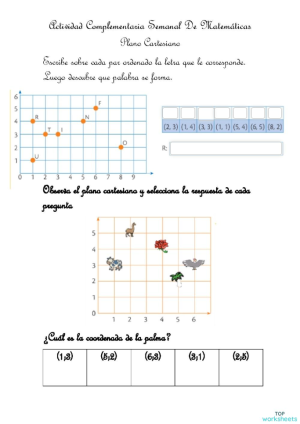 Coordenadas: fichas interactivas y ejercicios online | TopWorksheets