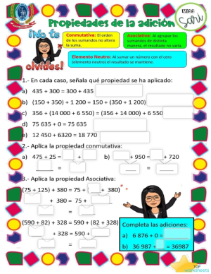 PROPIEDADES DE LA SUMA. Ficha interactiva | TopWorksheets