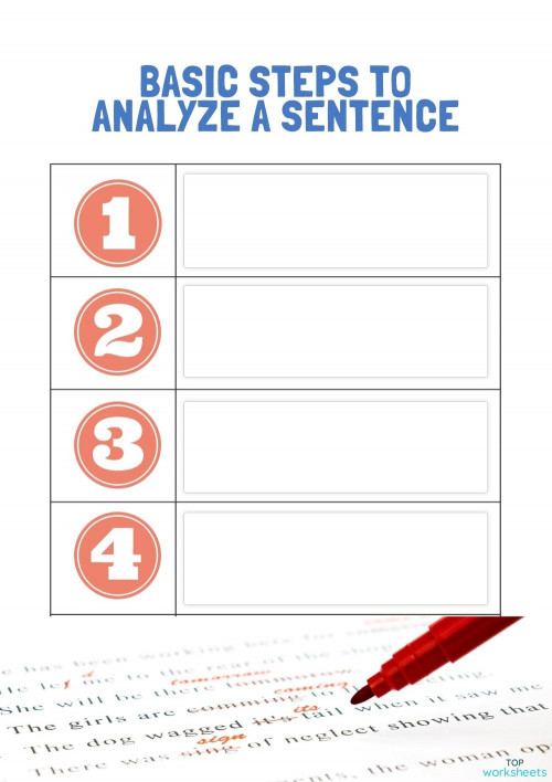 Sentence Analysis Steps. Interactive worksheet | TopWorksheets