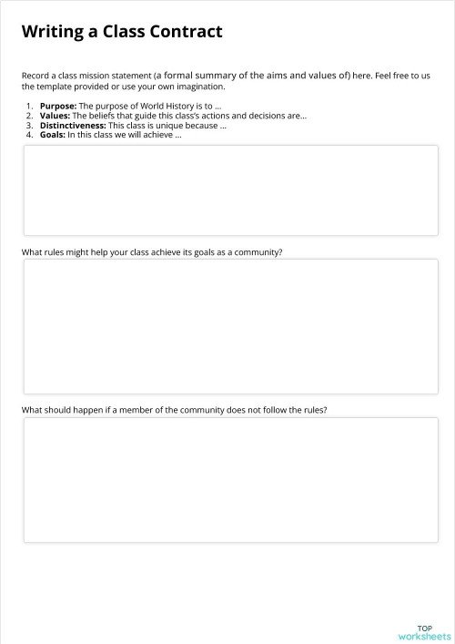 Writing A Class Contract. Interactive worksheet | TopWorksheets