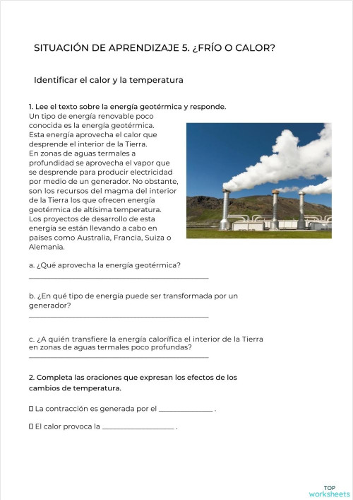 Materia y energía: fichas interactivas y ejercicios online | TopWorksheets