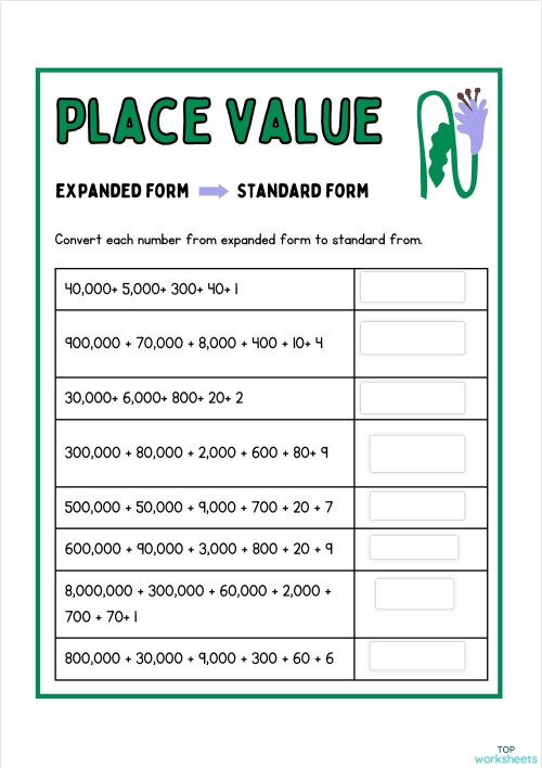 Place value. Interactive worksheet | TopWorksheets