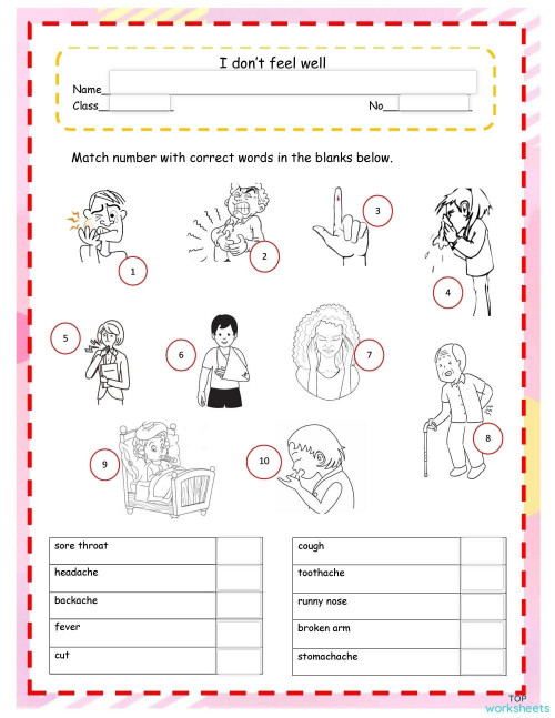 I don't feel well. Interactive worksheet | TopWorksheets