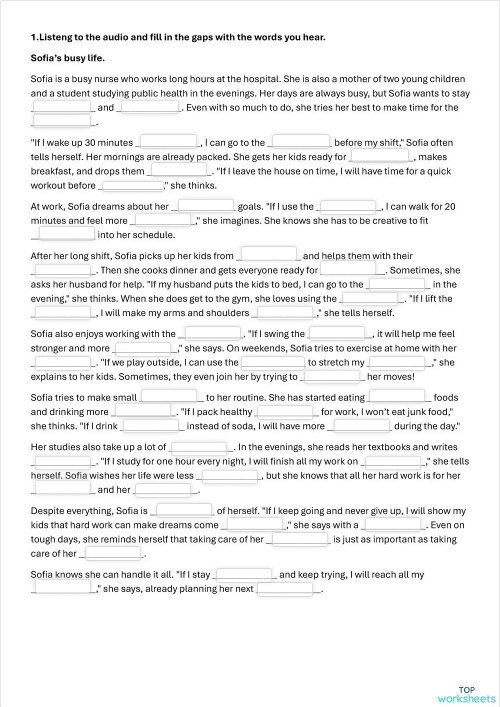 Day 13 Listening Comprehension 1st Conditional Gym Vocabulary ...