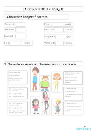 La description physique. Fiche interactive | TopWorksheets