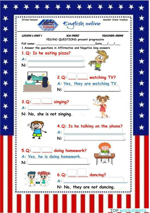 Yes-no questions present progressive. Interactive worksheet | TopWorksheets