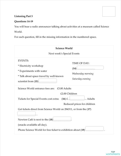 B1 Listening Practice_Test 13 _Part 3. Interactive worksheet ...
