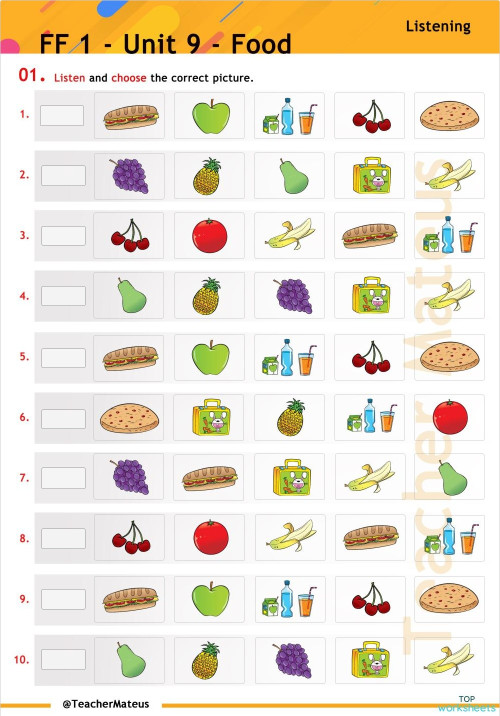 013 - FF 1 - Unit 09 - 3 - Food - Listening (Copied). Interactive ...