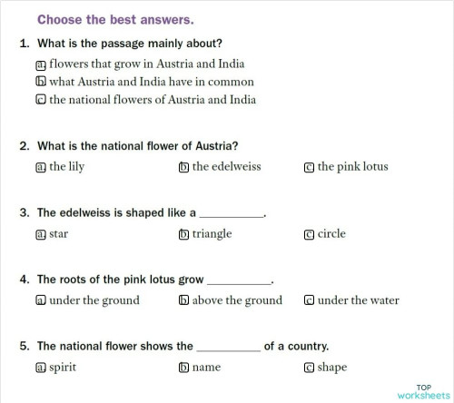 national flowers. Interactive worksheet | TopWorksheets