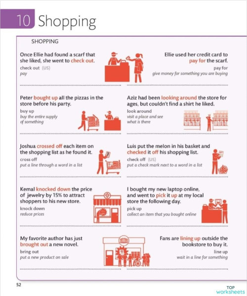 Shopping Phrasal verbs. Interactive worksheet | TopWorksheets