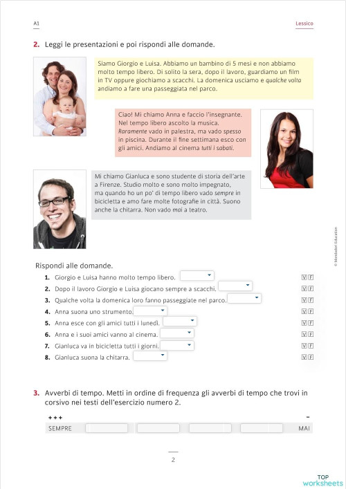 Vocabolario: schede interattive ed esercizi online | TopWorksheets