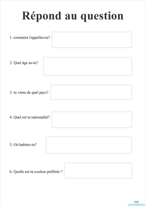 Self Introduction. Fiche interactive | TopWorksheets