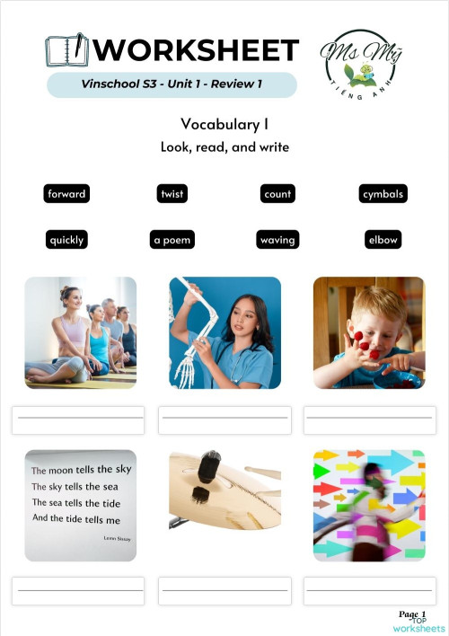 Vinschool S3 - Unit 1 - Review 1. Interactive worksheet | TopWorksheets