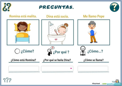 Pronombres: fichas interactivas y ejercicios online | TopWorksheets