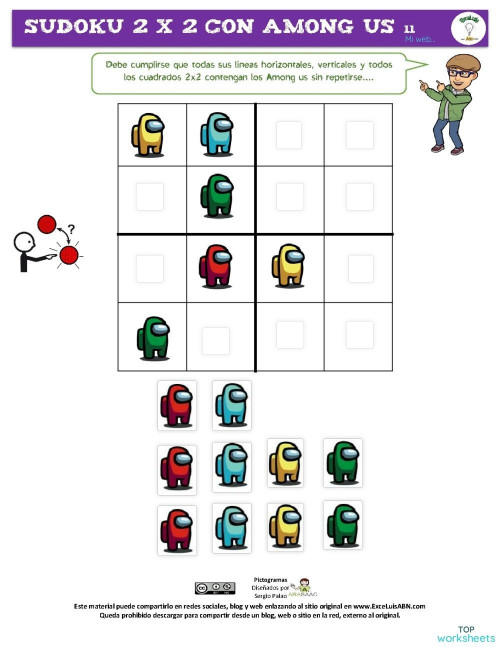 Sudoku 2x2 - Among Us 10. Ficha interactiva | TopWorksheets