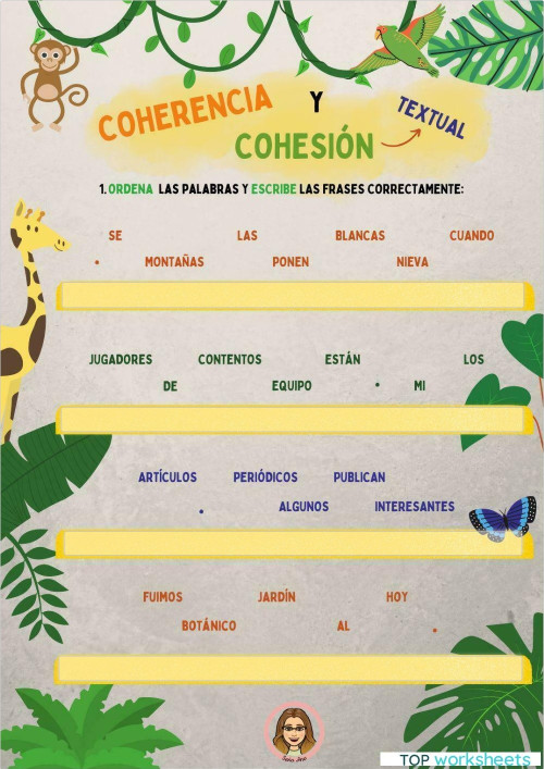 Coherencia y cohesión textual.. Ficha interactiva | TopWorksheets