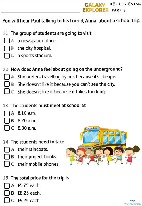 Listening practice 3.6. Interactive worksheet | TopWorksheets