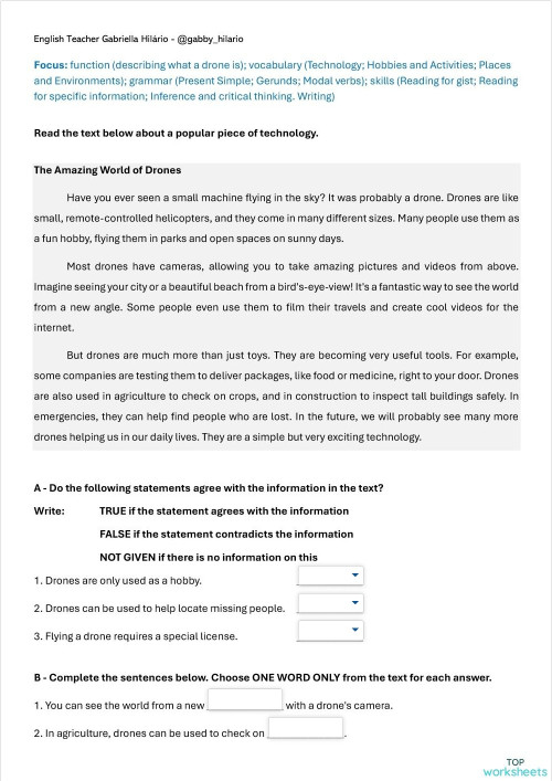 A2 Reading Comprehension. Interactive worksheet | TopWorksheets