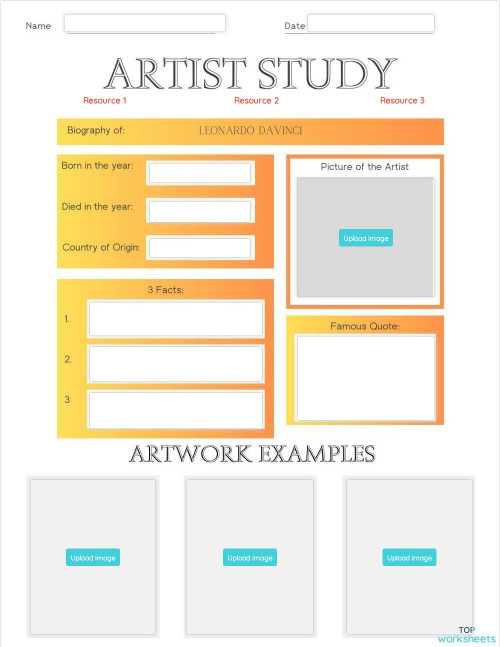 DaVinci Artist Study. Interactive worksheet | TopWorksheets
