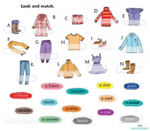 3rd grade October Clothes. Interactive worksheet | TopWorksheets