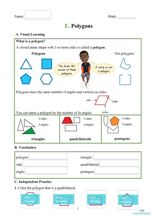 1. Polygons. Interactive worksheet | TopWorksheets