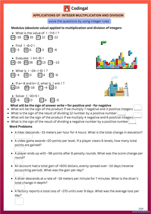 M_G06M03L06_WA02_ Multiplying_and_Dividing_Integers_4. Interactive worksheet | TopWorksheets