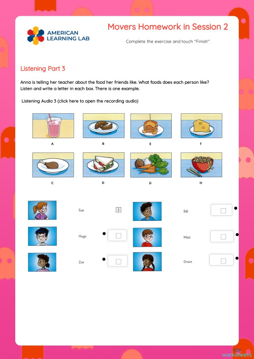 Movers Homework in Session 2. Interactive worksheet | TopWorksheets
