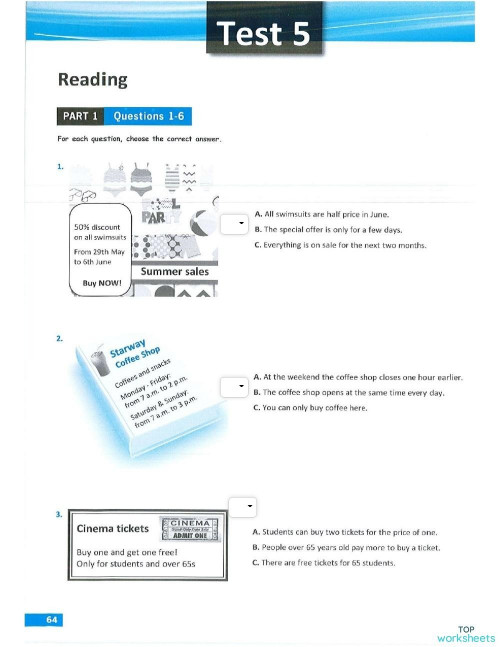 E5. HW 20.2 - READING (A2). Interactive worksheet | TopWorksheets