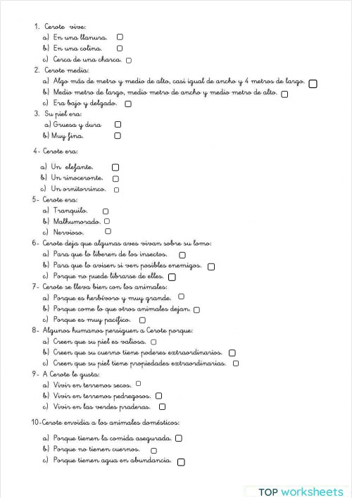 Cerote. Ficha interactiva | TopWorksheets