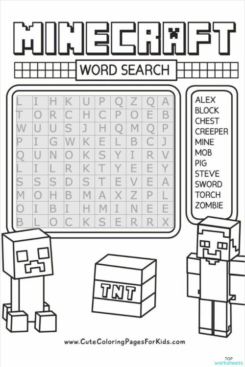MINECRAFT WORDSEARCH. Interactive worksheet | TopWorksheets