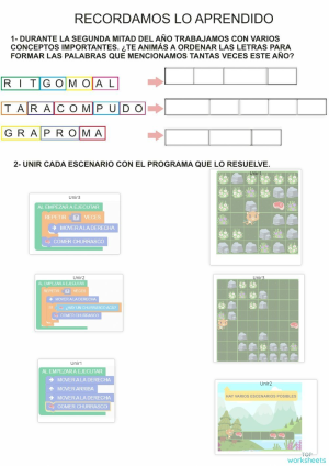 Recordando los algoritmos . Ficha interactiva | TopWorksheets