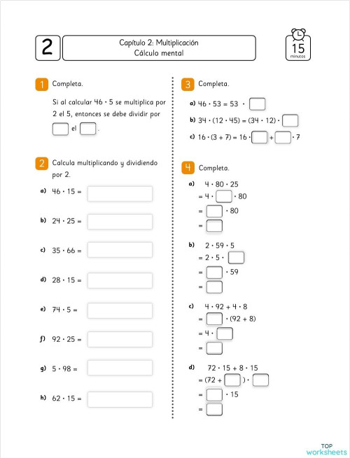Multiplicación: fichas interactivas y ejercicios online | TopWorksheets