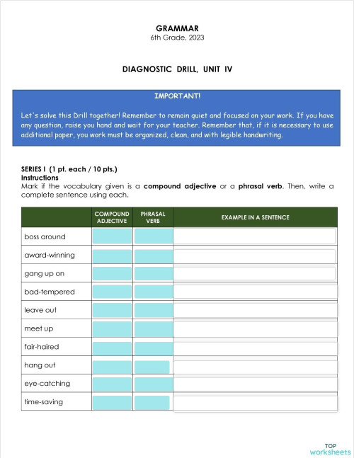 GRAMMAR DD 6th FINAL. Interactive worksheet | TopWorksheets