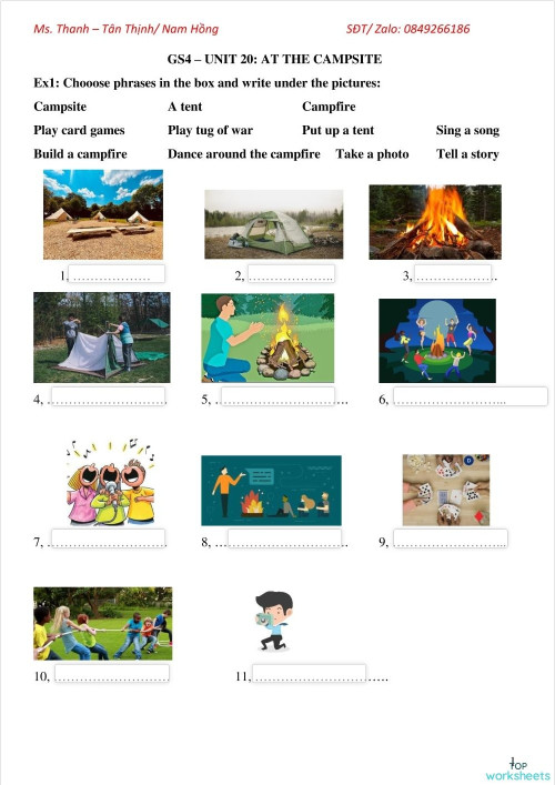 GS4. U20. At The Campsite. Interactive worksheet | TopWorksheets