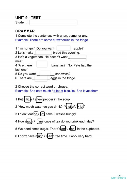 EF elementary Unit 9 test. Interactive worksheet | TopWorksheets