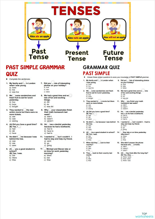 PRACTICE SIMPLE TENSES (PAST - PRESENT - FUTURE). Interactive worksheet ...